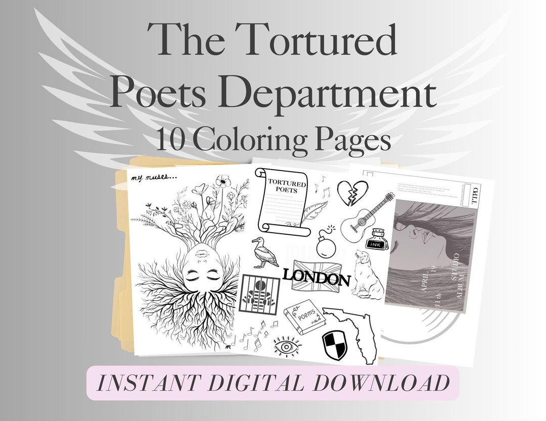 TTPD Listening Party coloring Pages INSTANT DOWNLOAD printable taylor ...