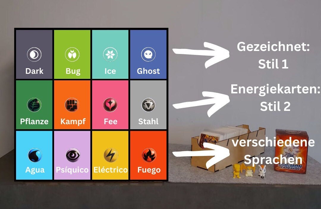 Trading Card Storage Box Pokemon Theme Card Holder With 4 Drawers ...