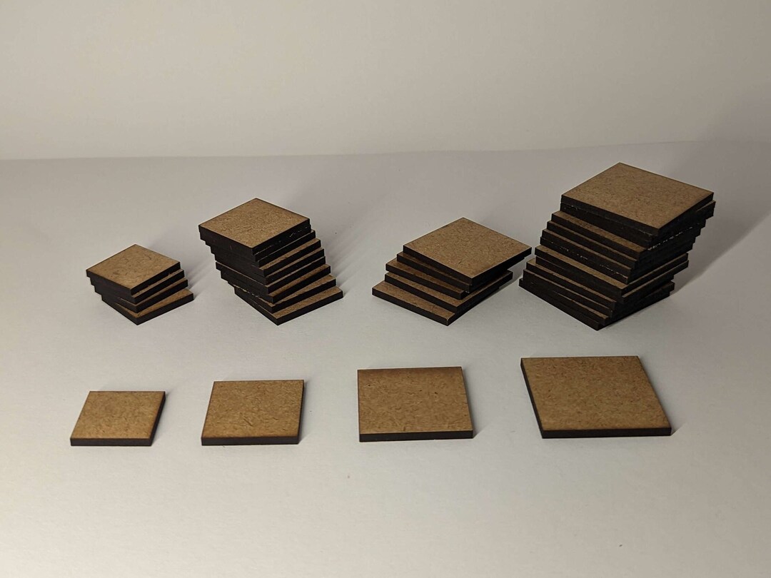 20, 25, 30, 35mm MDF Base for Miniatures, Square/rectangular Base Craft ...
