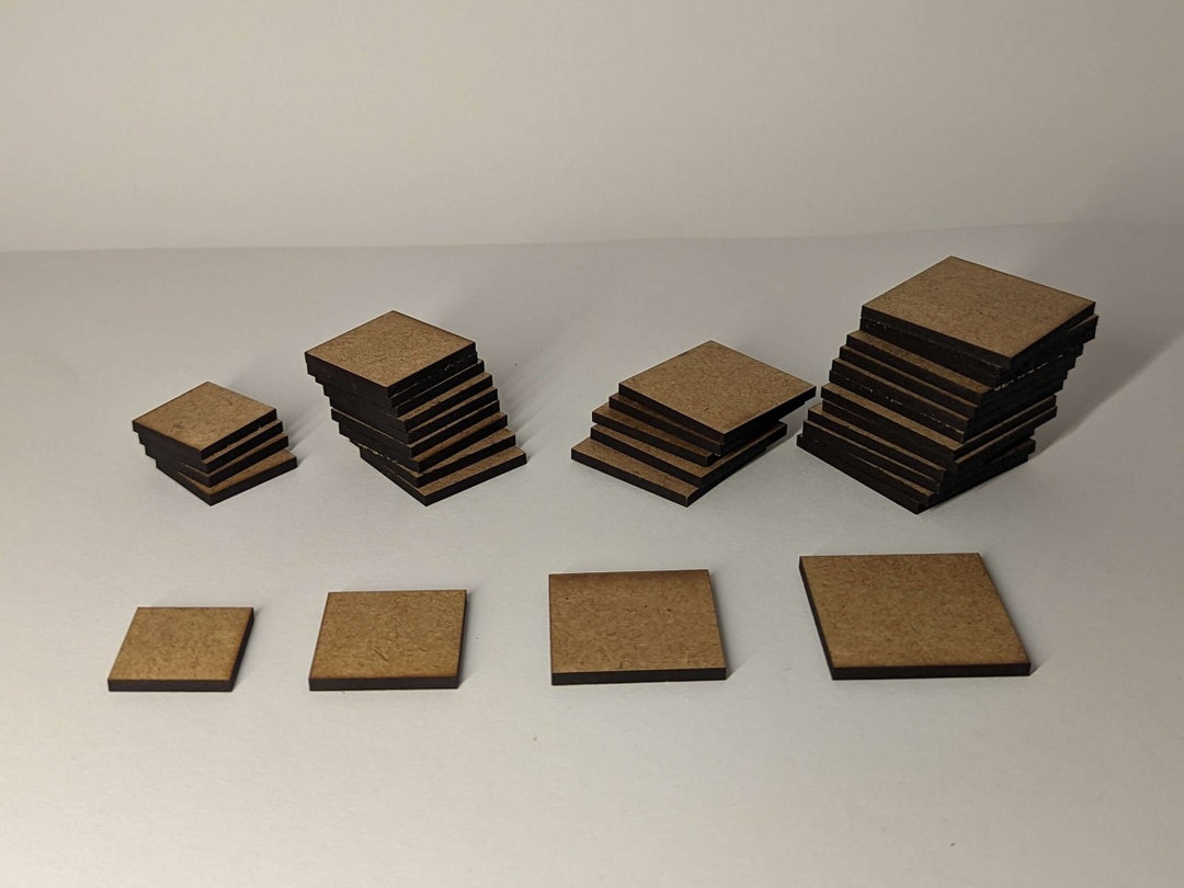 40, 45, 50, 55mm MDF Base for Miniatures, Square/rectangular Base ...