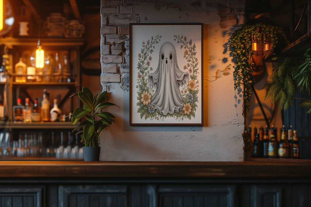 Digital Print, Ghostly Print, Floral Ghostly Digital Print, Halloween ...