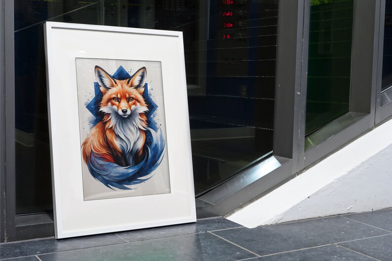 Geometric Fox Art Print Home Office Decor Modern Animal Wall Art ...