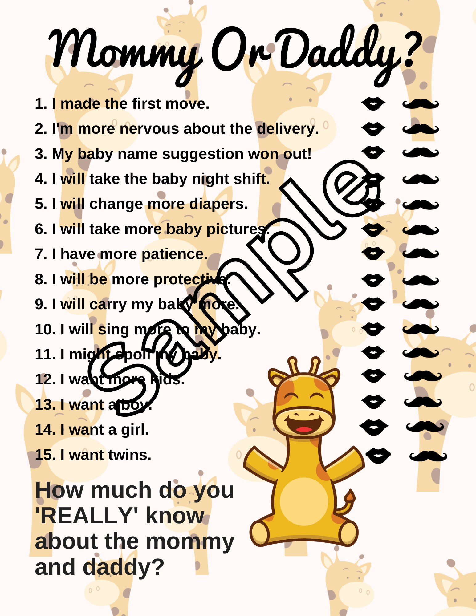 12 Giraffe Printable Baby Shower Games - Etsy