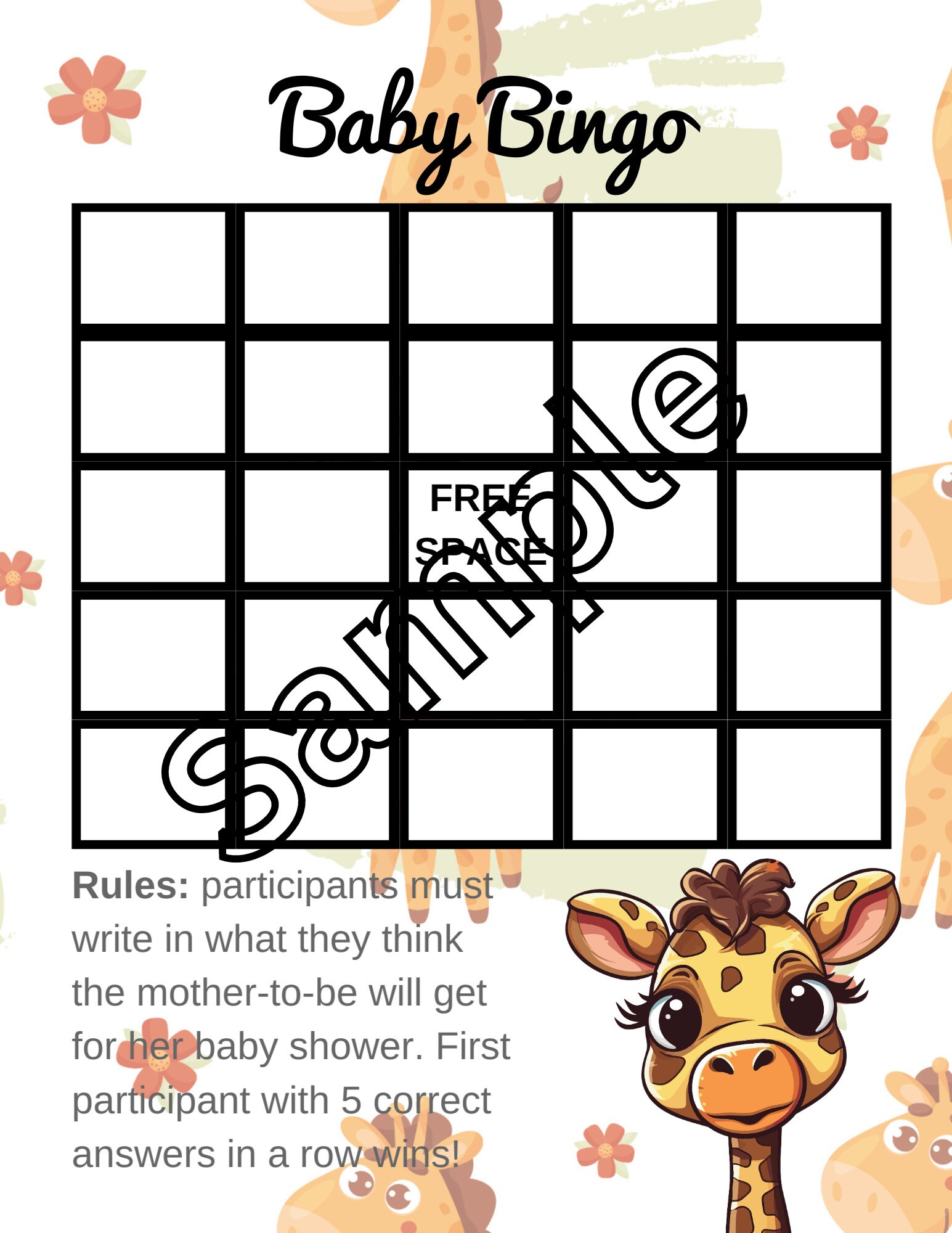 12 Giraffe Printable Baby Shower Games - Etsy