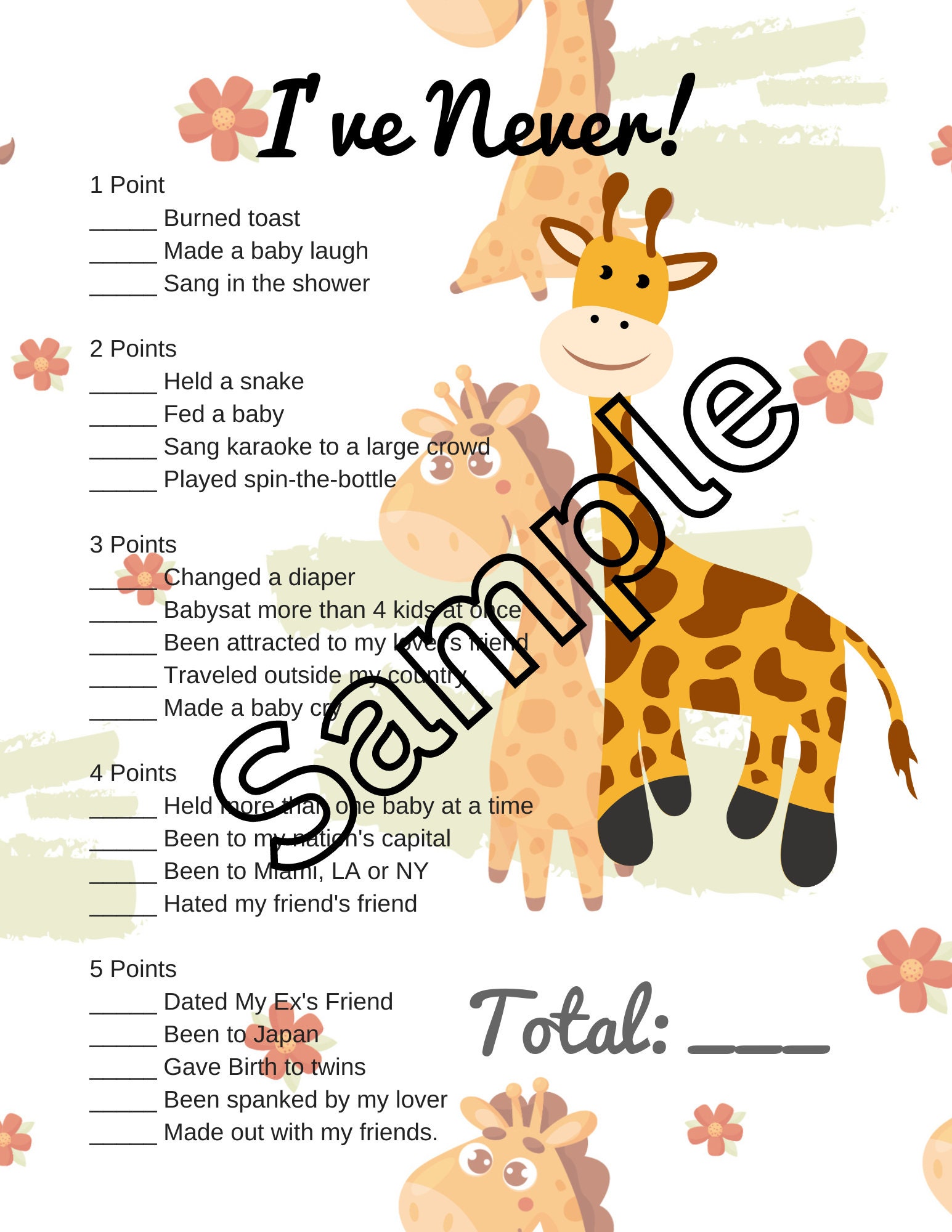 12 Giraffe Printable Baby Shower Games - Etsy