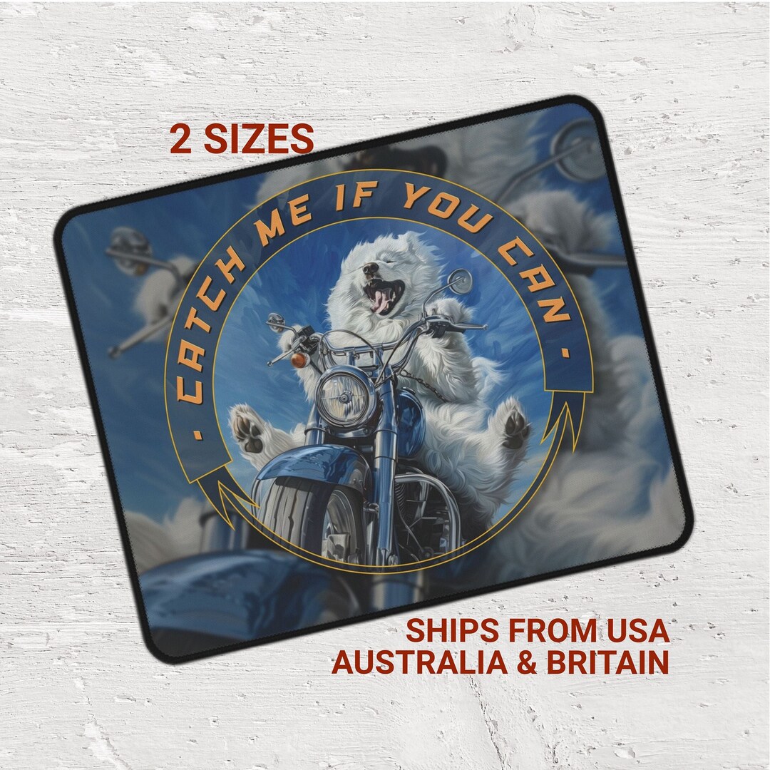SAMOYED MOUSE MAT for Gamer Motorbike Rider Dog Lover Gaming Mouse Mat ...