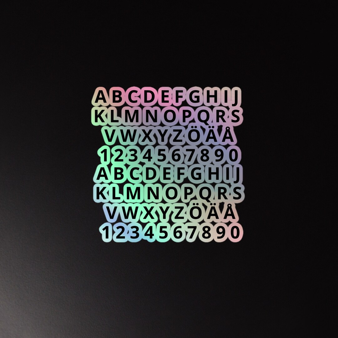 Holographic Sticker Template Letters, Numbers DYI Cut Your Own ...