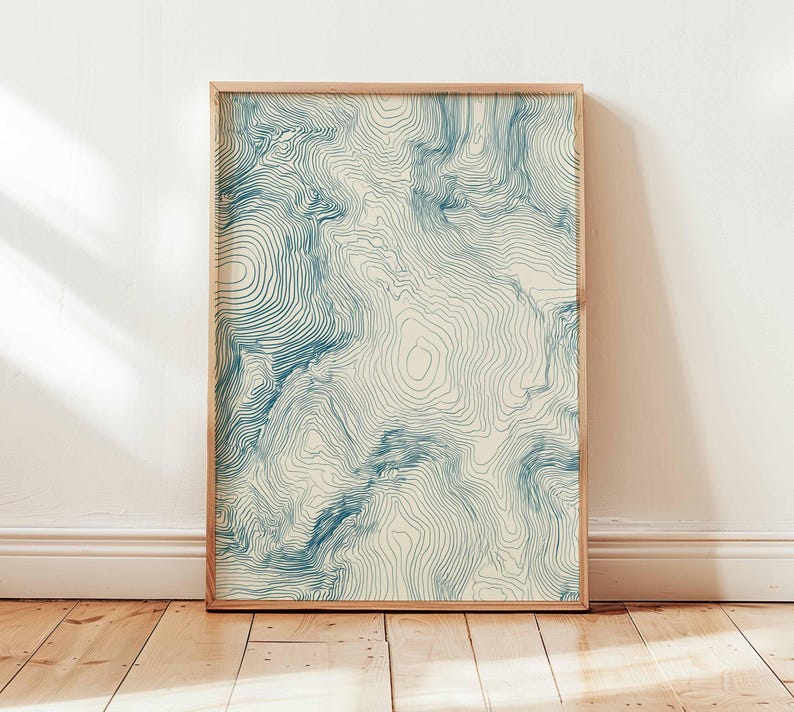 Topographic Map Wall Art Abstract Line Poster Minimalist Geography ...
