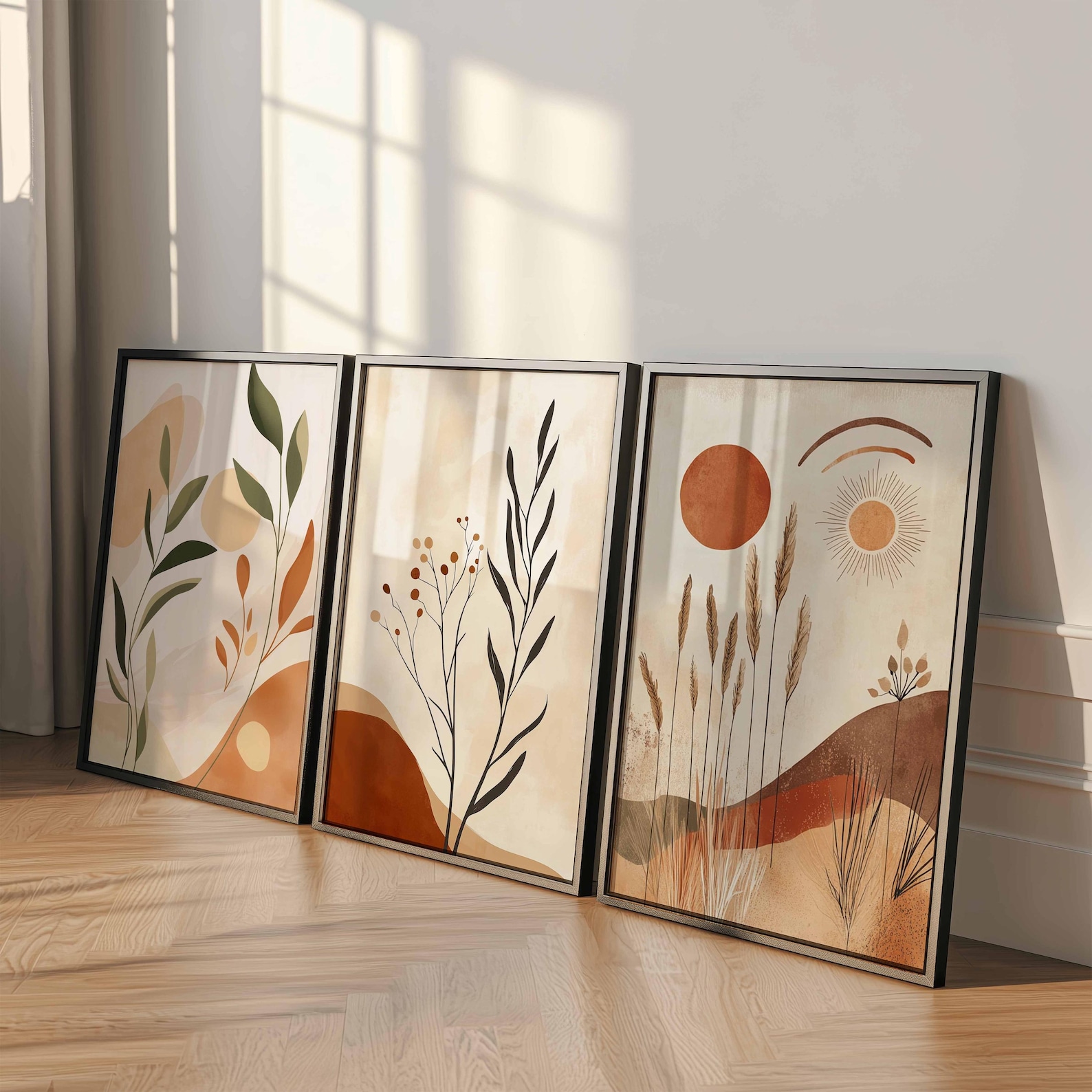Floral Wall Art - Minimalist Plant Poster - Modern Mid Century Wall ...