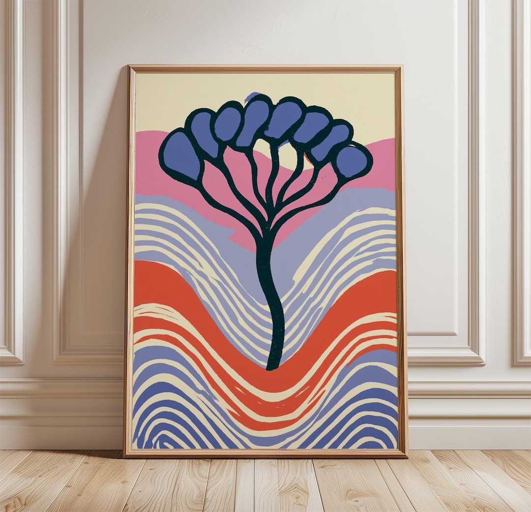 Abstract Tree Poster, Retro Landscape Wall Art, Paper Print - Etsy