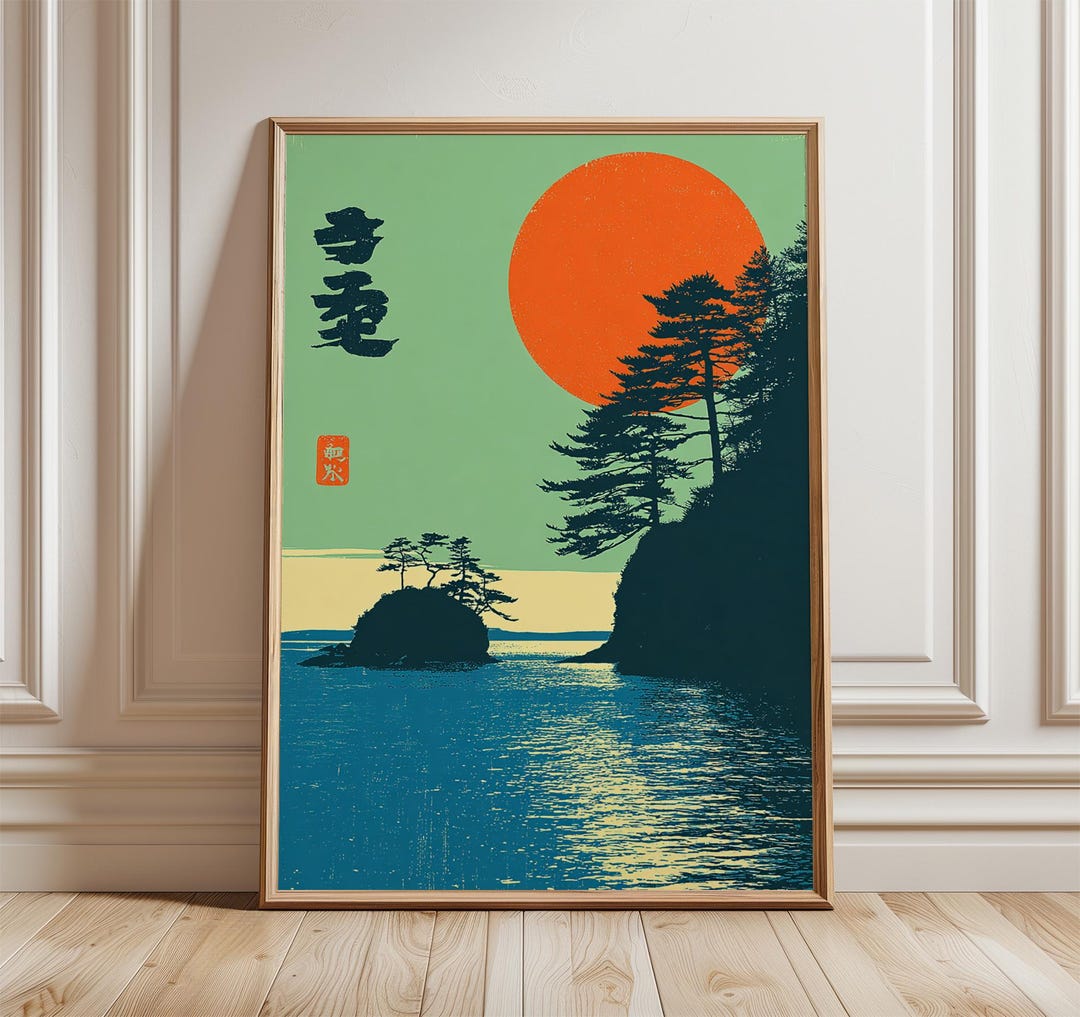 Japanese Landscape Poster, Retro Wall Art, Vintage Mount Fuji Art Print ...
