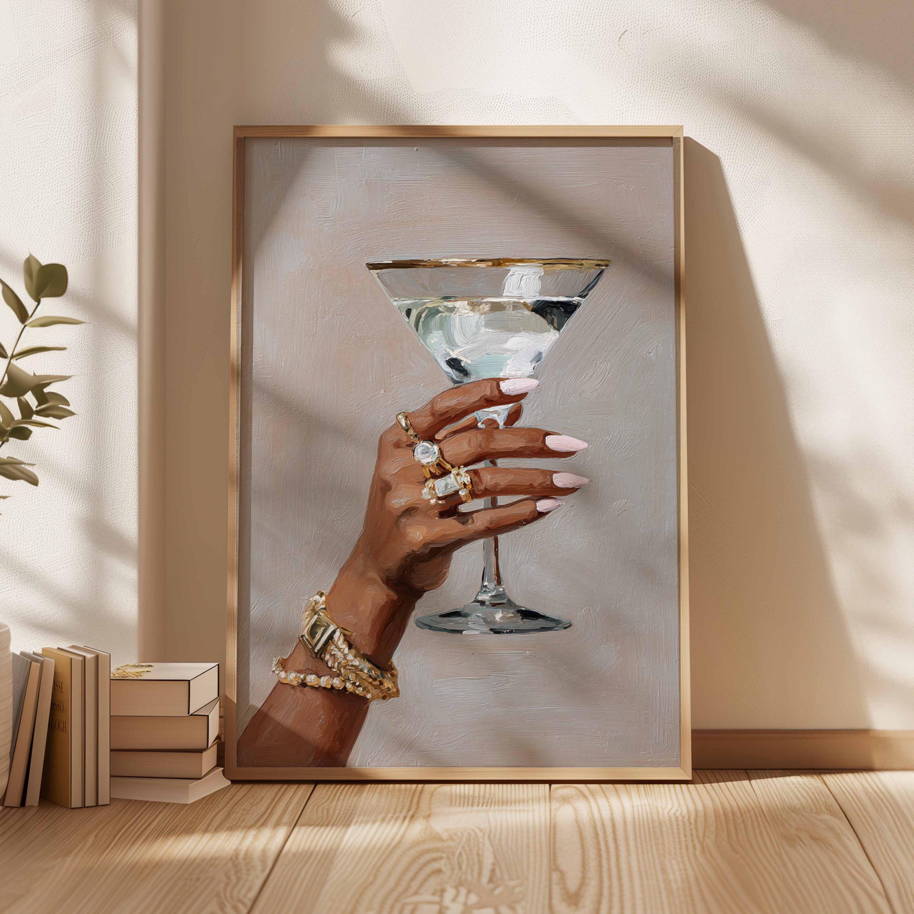 Chic Martini Glass Poster – Glam Wall Art With Hand Holding Cocktail ...