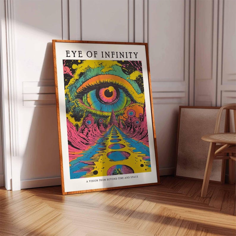 Psychedelic Eye Wall Art Print, Trippy Retro Sci-fi Poster Design ...