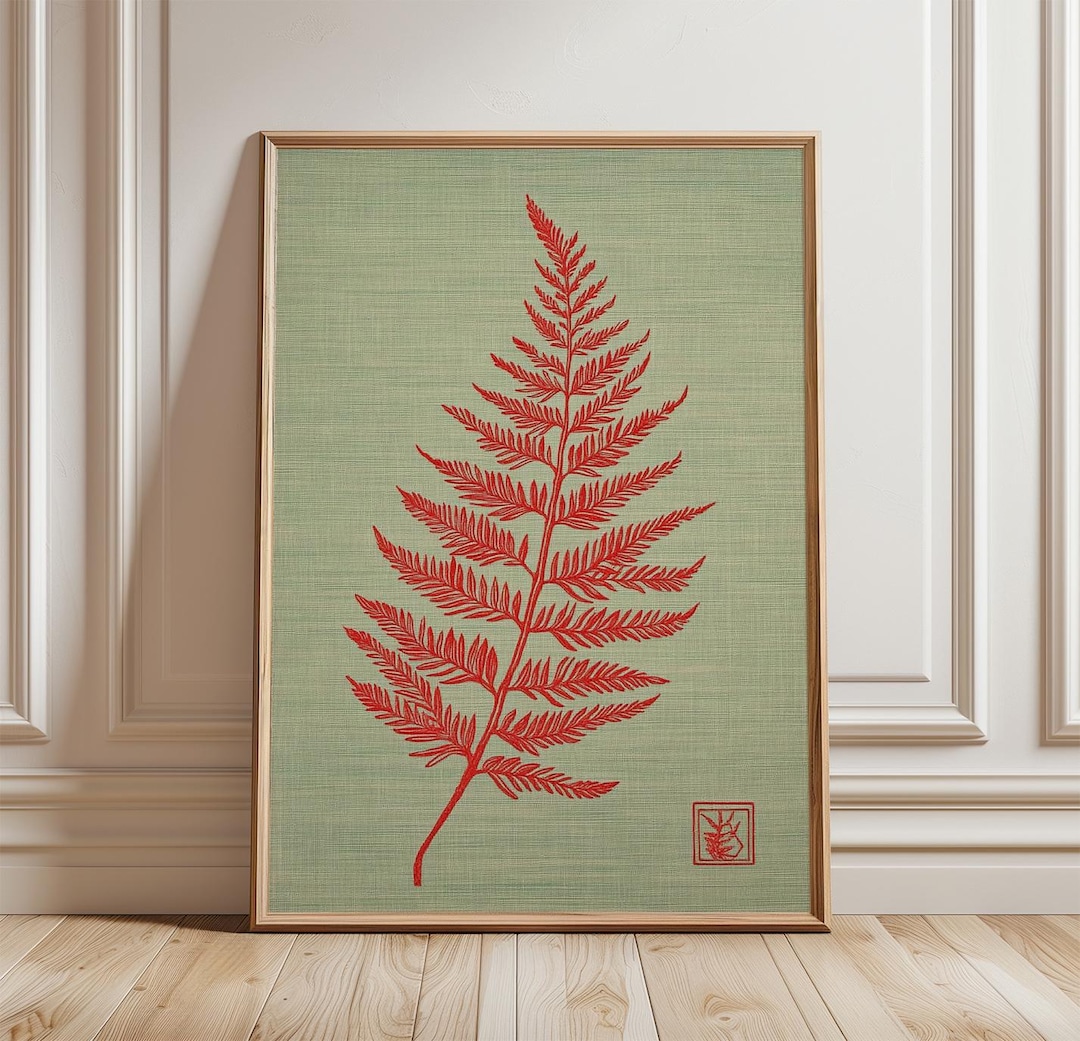 Fern Leaf Poster, Botanical Wall Art Print, Minimal Nature Illustration ...