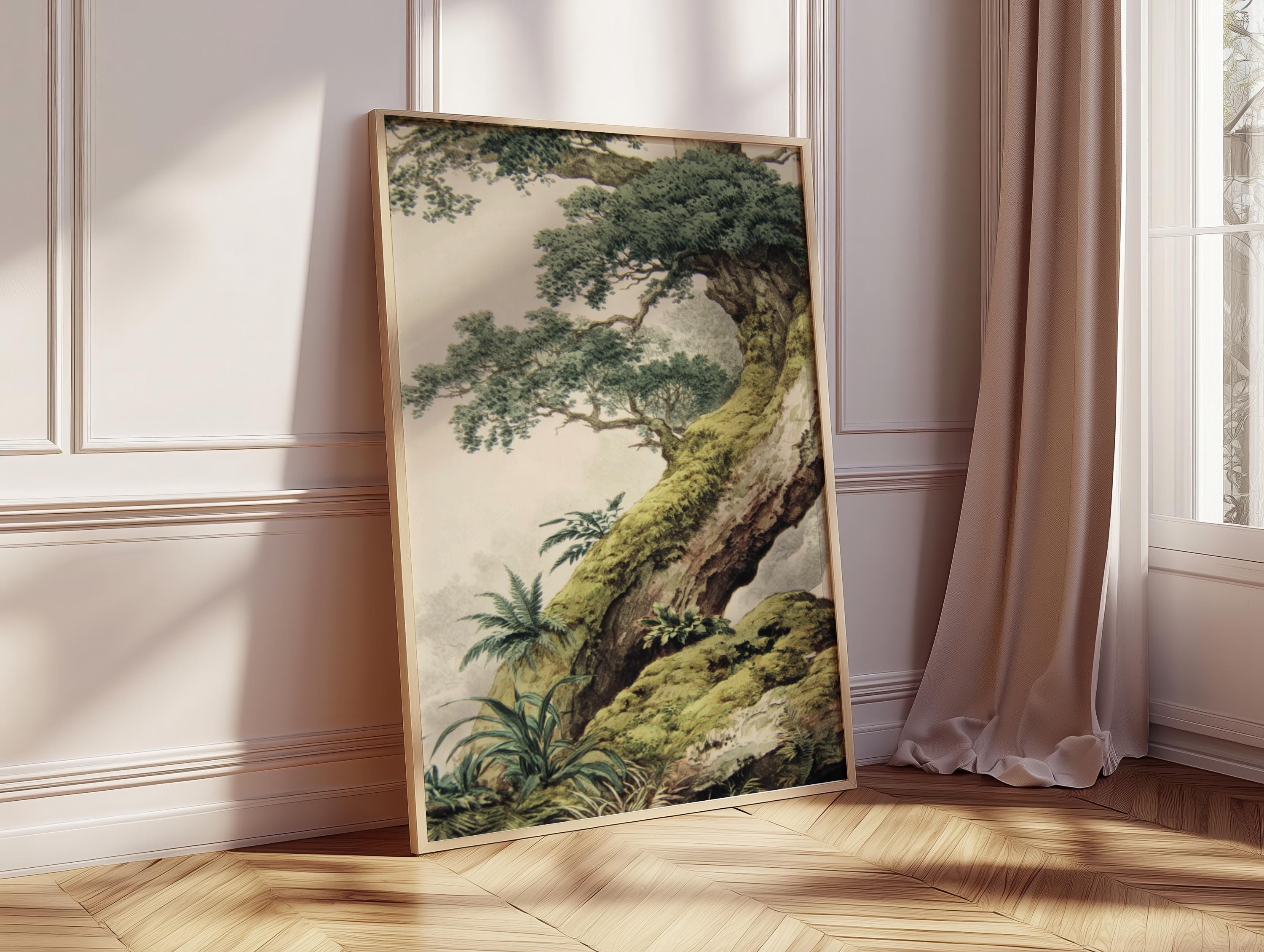 Ancient Oak Tree Poster | Mossy Forest Wall Art | Vintage Woodland ...