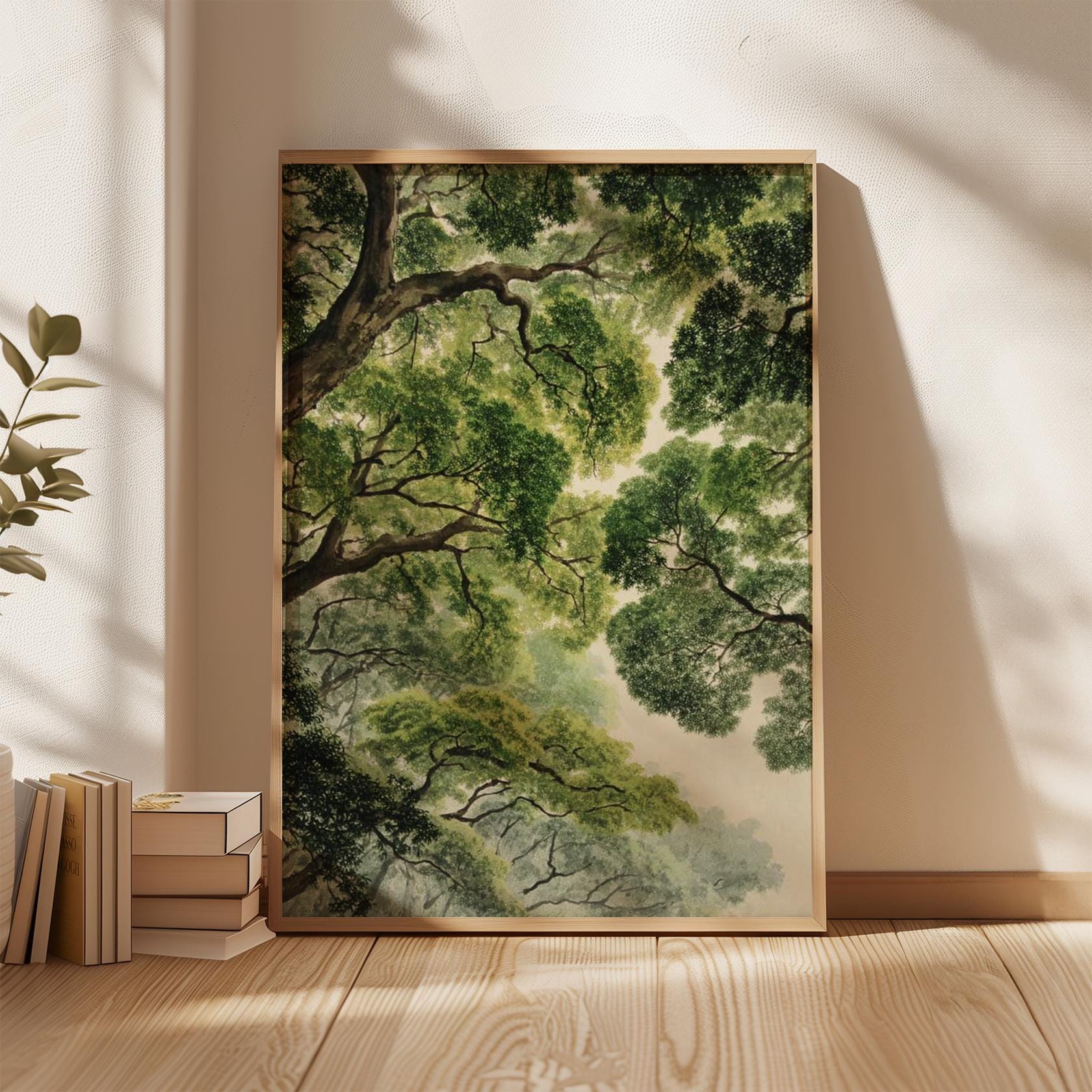 Forest Canopy Poster | Green Tree Ceiling Wall Art | Vintage Woodland ...
