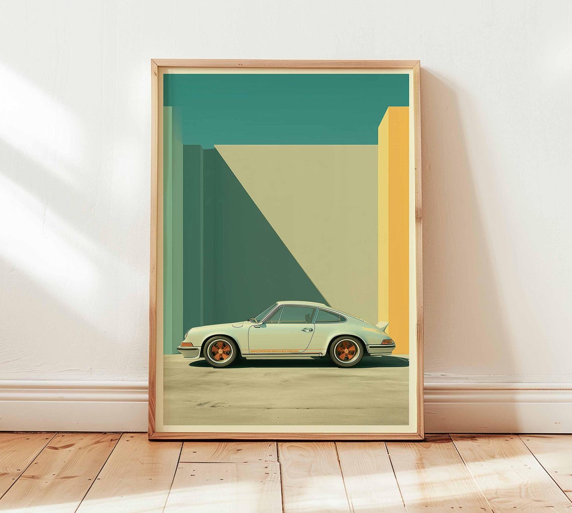 Vintage Car Wall Art, Retro Sports Car, Print Minimalist, Automotive ...