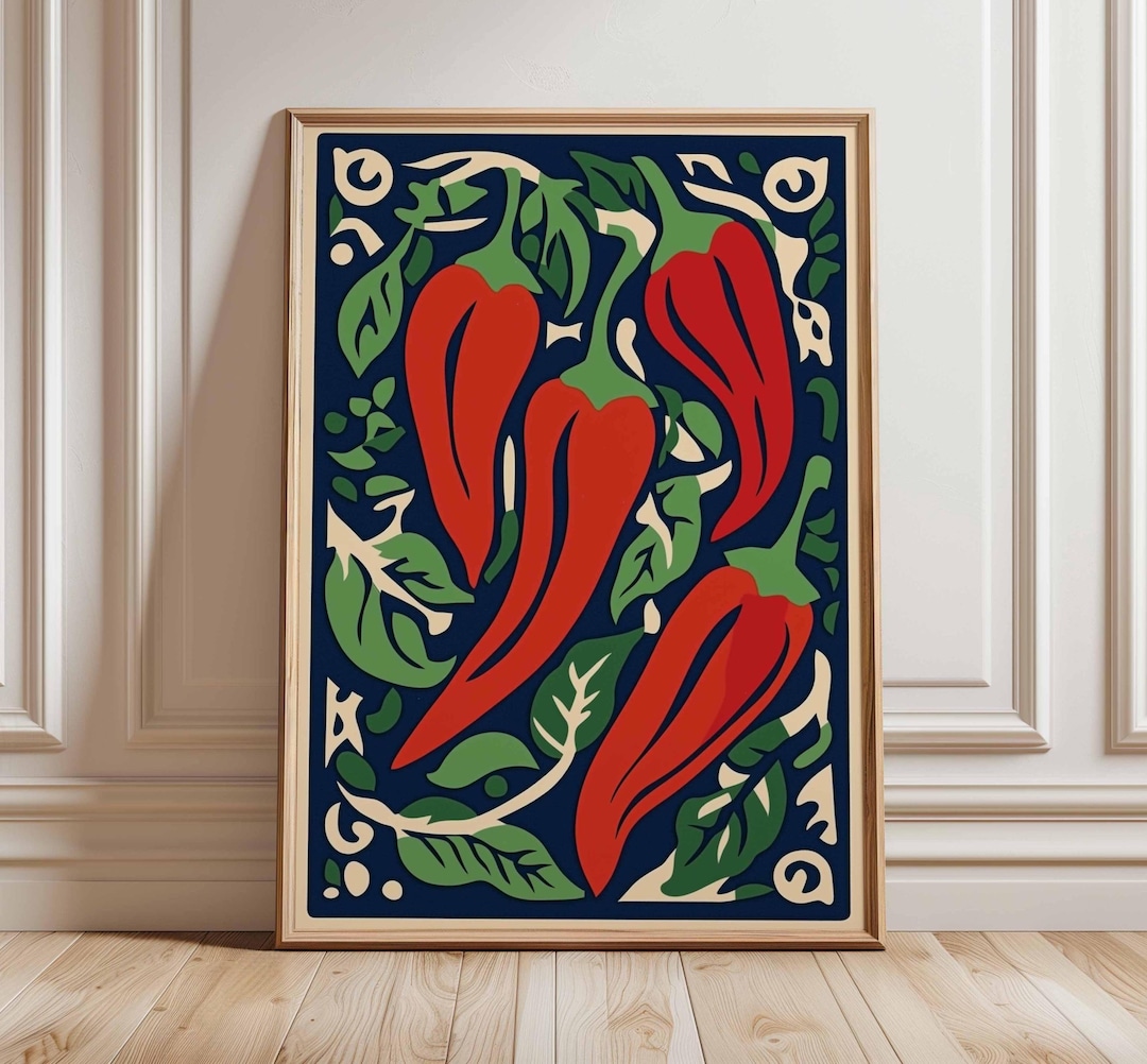 Chili Pepper Wall Art, Kitchen Decor, Spicy Food Print, Red Hot Pepper ...