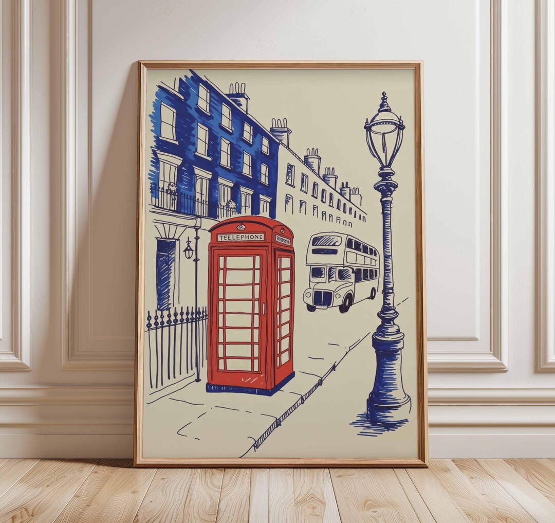 London Red Telephone Box Poster – Iconic British Street Scene Wall Art ...