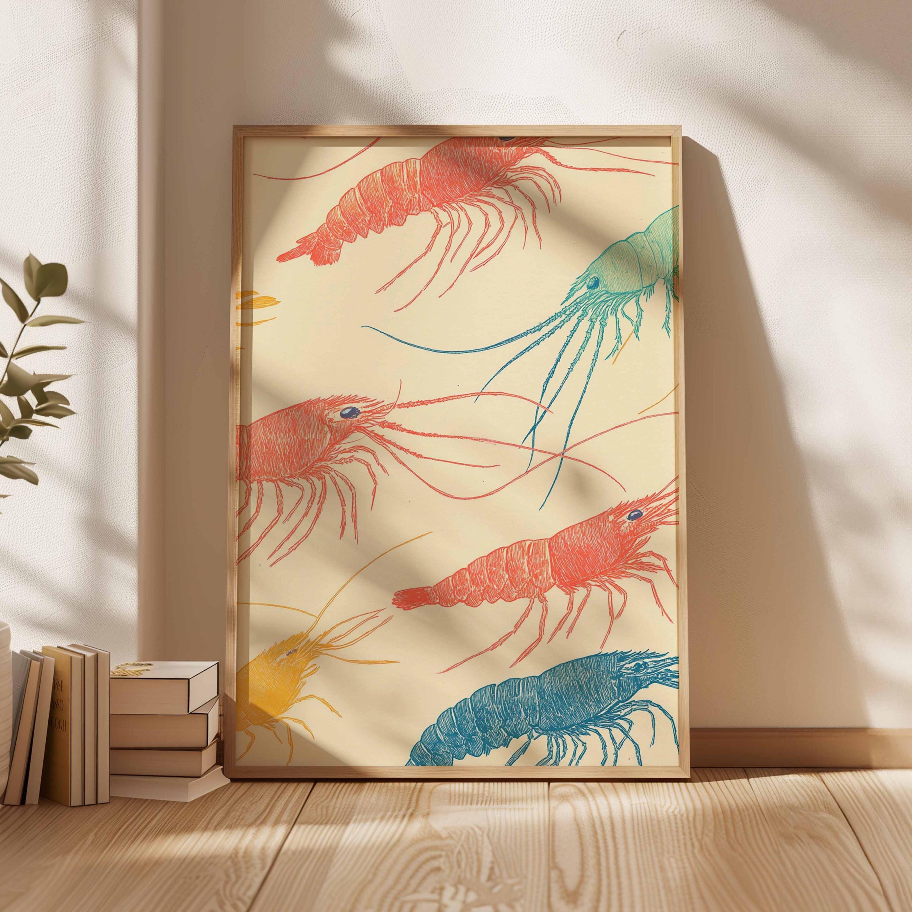 Shrimp Poster, Coastal Kitchen Wall Art, Nautical Seafood Print ...