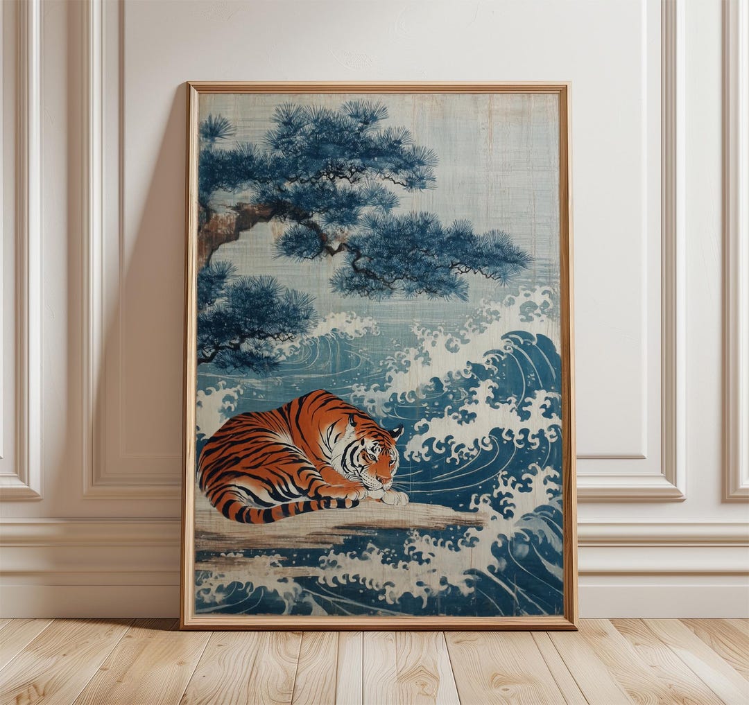 Tiger Wave Landscape Poster, Japanese Style Art Print - Etsy