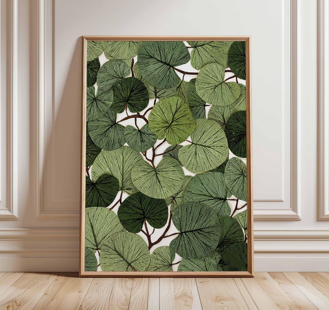 Botanical Wall Art, Green Leaf Poster, Modern Nature Print, Minimalist ...
