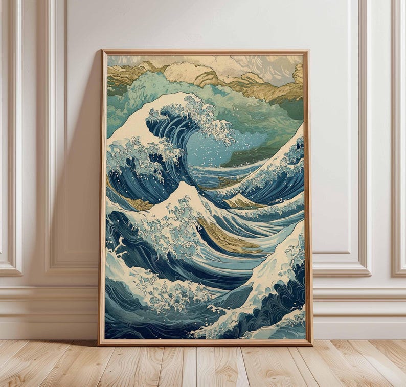 Great Waves Poster, Japanese Wave Art, Ocean Wall Art, Dynamic Seascape ...