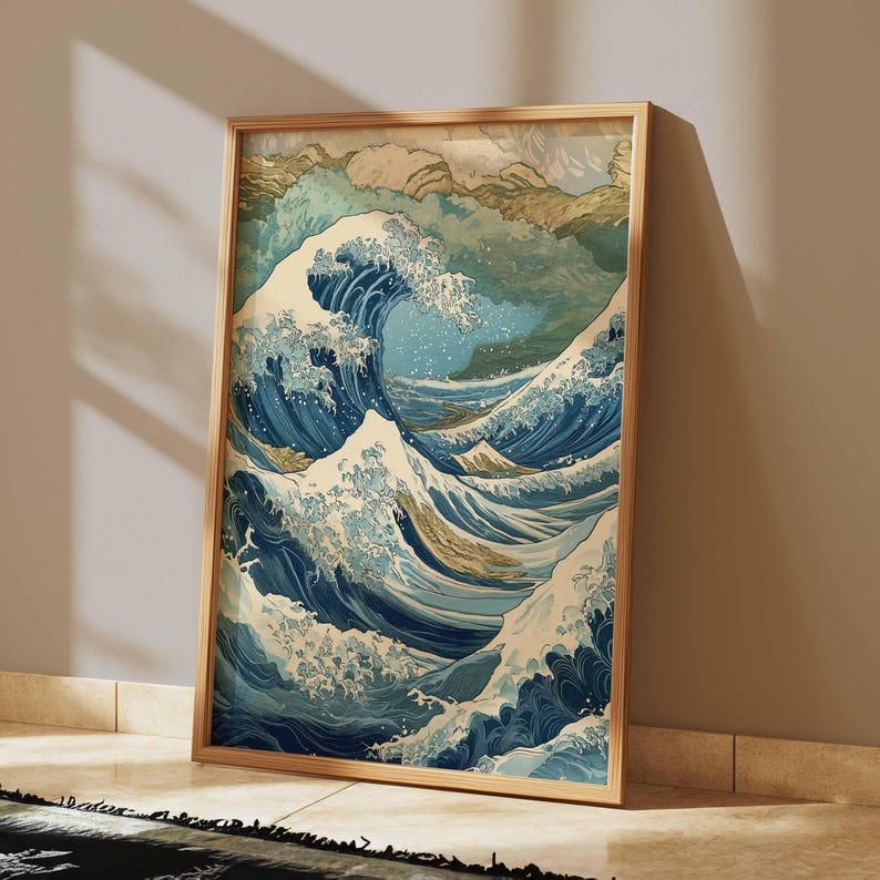 Great Waves Poster, Japanese Wave Art, Ocean Wall Art, Dynamic Seascape ...