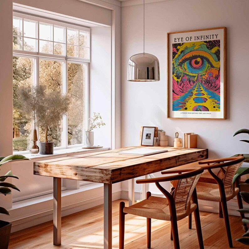 Psychedelic Eye Wall Art Print, Trippy Retro Sci-fi Poster Design ...