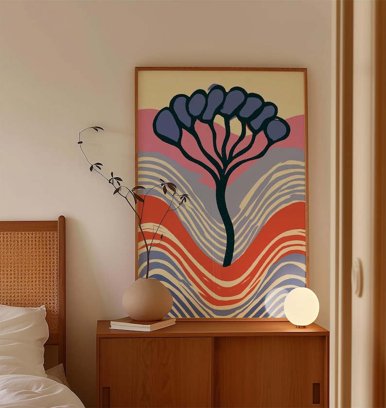 Abstract Tree Poster, Retro Landscape Wall Art, Paper Print - Etsy