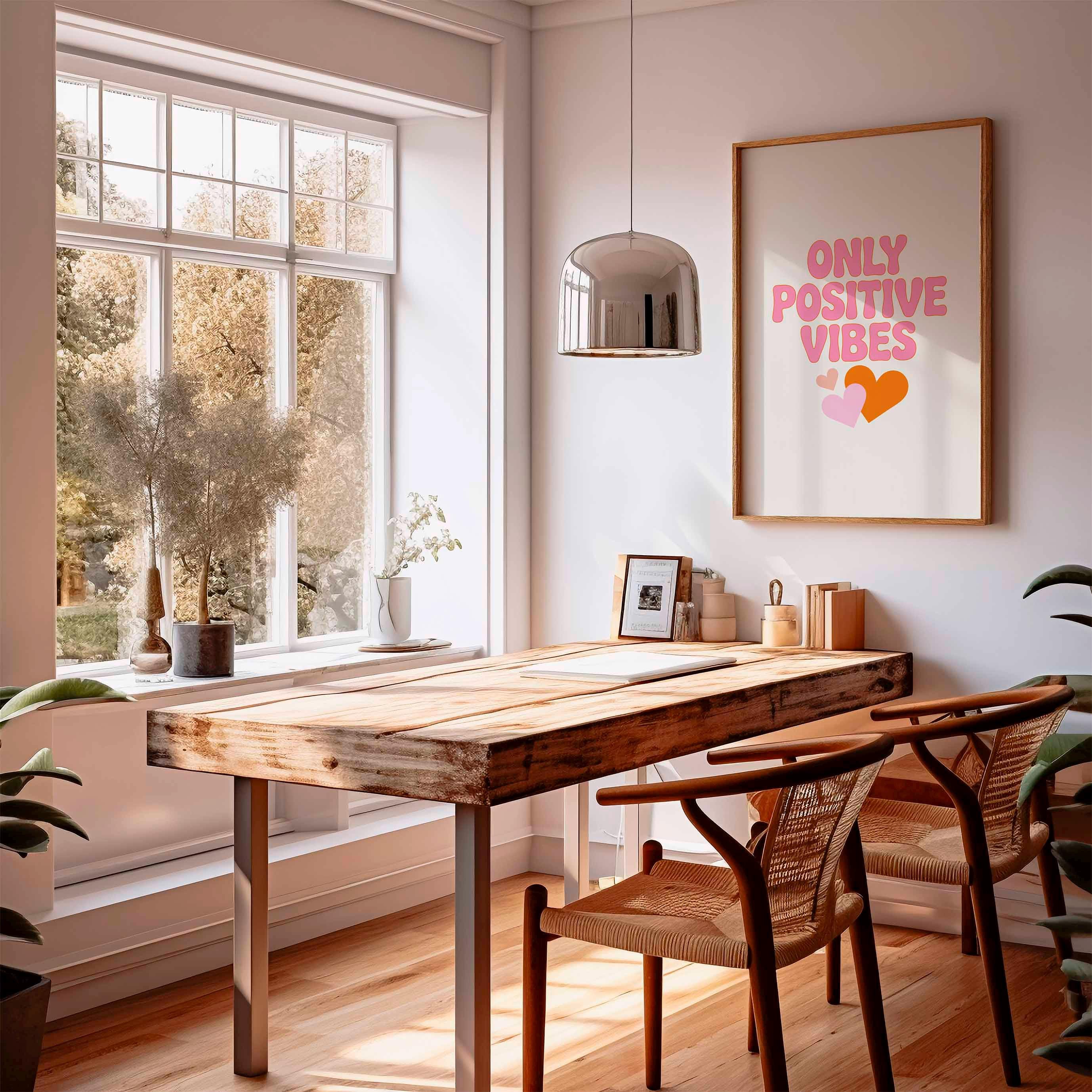 Only Positive Vibes Poster, Motivational Wall Art, Positive Quote Print ...