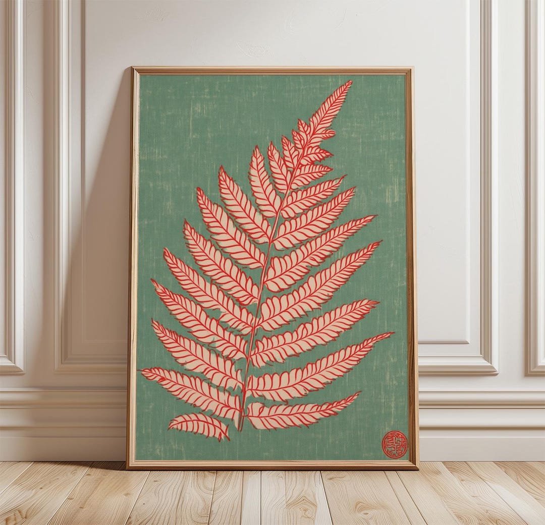 Fern Leaf Poster, Botanical Wall Art Print, Vintage Nature Illustration ...