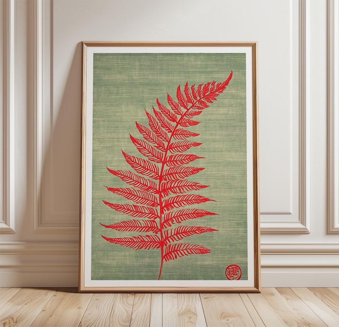 Fern Leaf Poster, Botanical Wall Art Print, Minimal Nature Illustration ...
