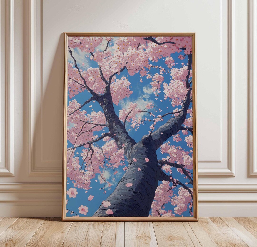 Cherry Blossom Tree Poster, Sakura Tree With Pink Flowers, Spring ...