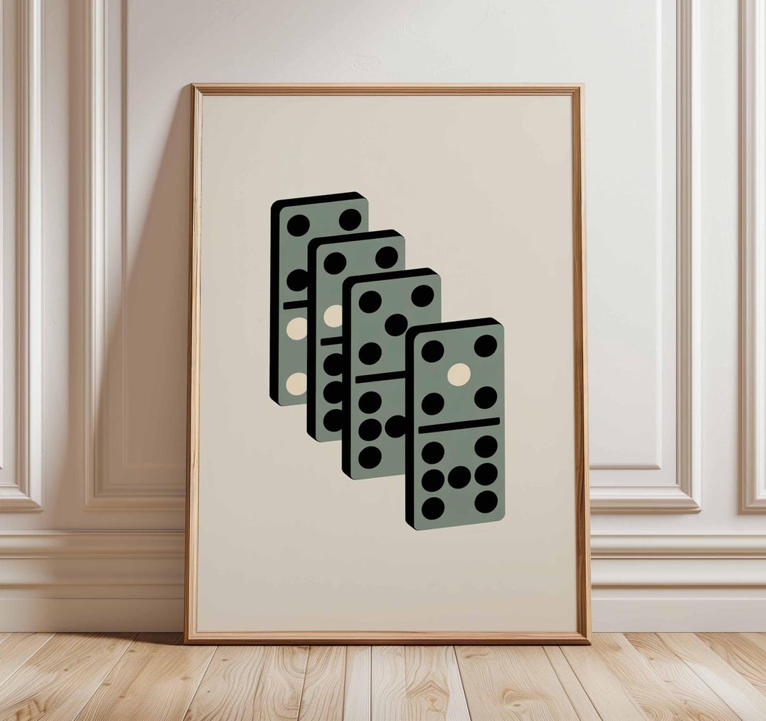 Domino Poster, Retro Game Wall Art Print, Vintage Minimalist Dominoes ...