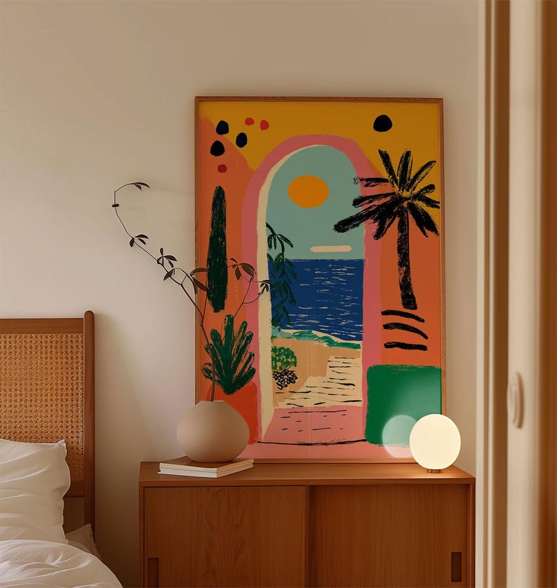 Mediterranean Arch Poster | Coastal Sunset Wall Art | Seaside Doorway ...