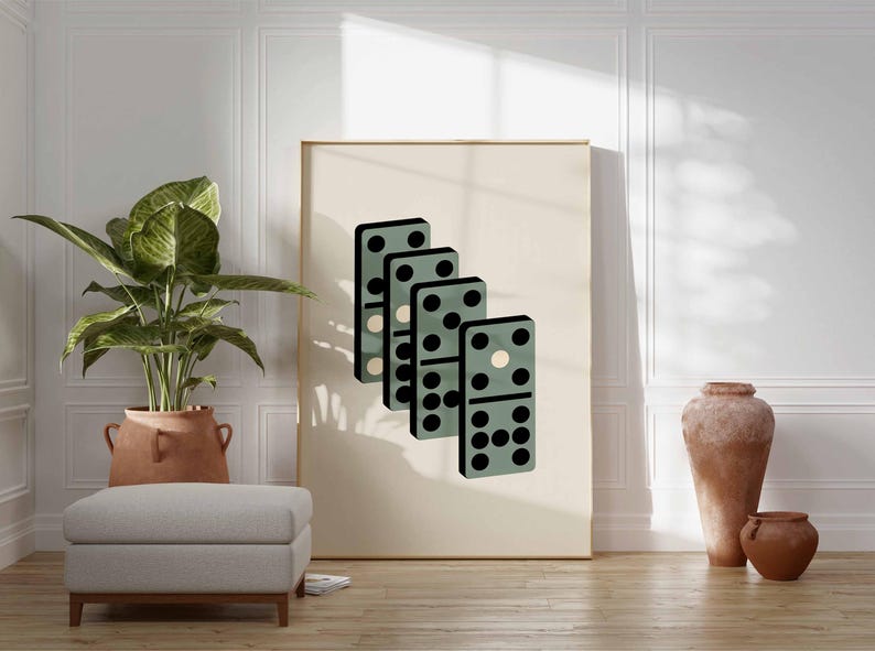 Domino Poster, Retro Game Wall Art Print, Vintage Minimalist Dominoes ...