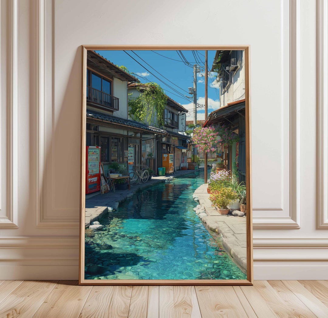 Japanese Canal Street Poster, Clear Water Alley Print, Traditional ...