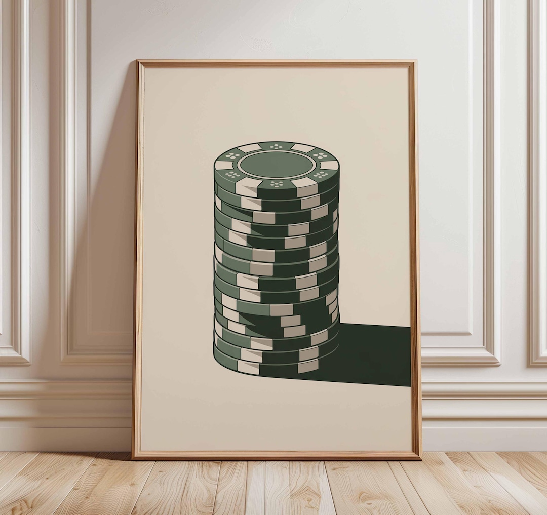 Poker Chips Poster, Casino Wall Art, Minimalist Gambling Print, Retro ...