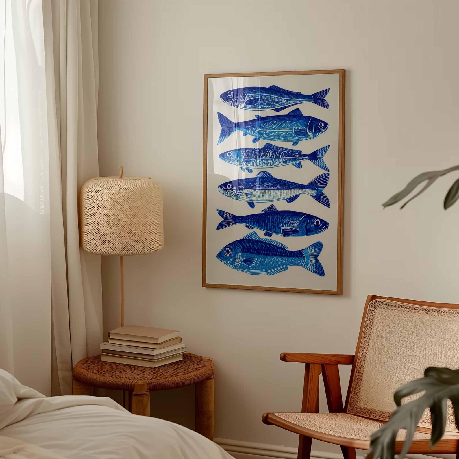 Blue Fish Print – Coastal Wall Art for Kitchen or Bathroom, Nautical ...