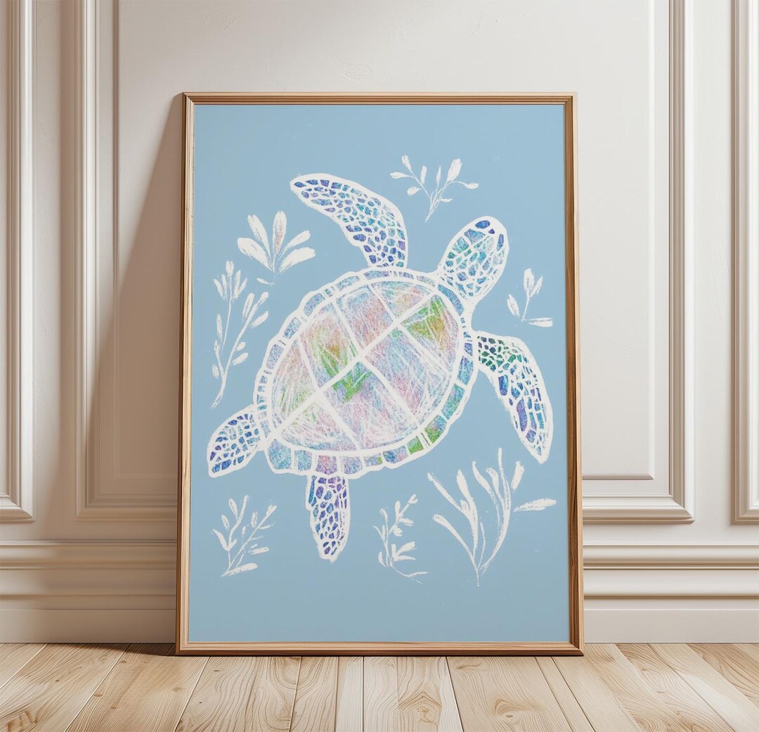 Sea Turtle Poster Print | Coastal Ocean Turtle Wall Art | Nautical ...