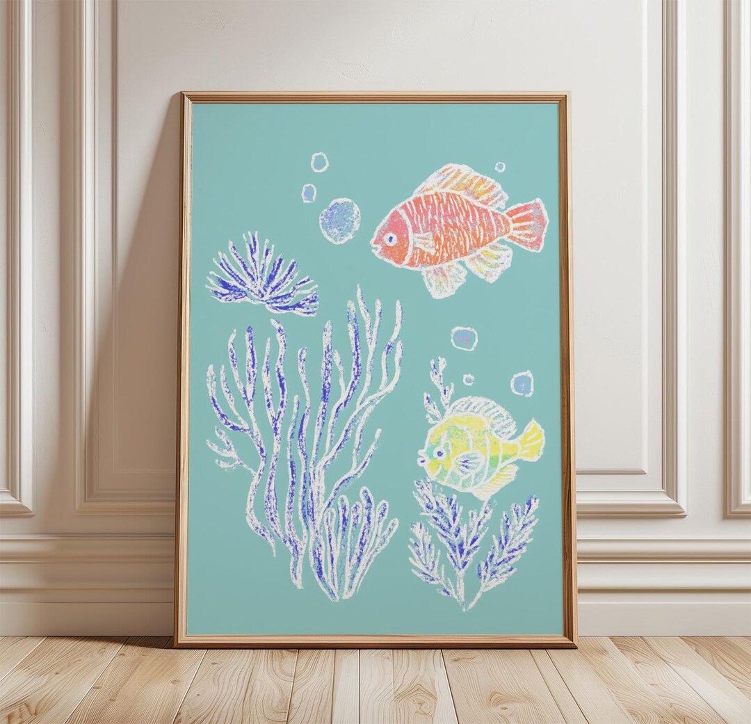 Tropical Fish Poster, Coastal Wall Art Print, Ocean Coral Artwork ...