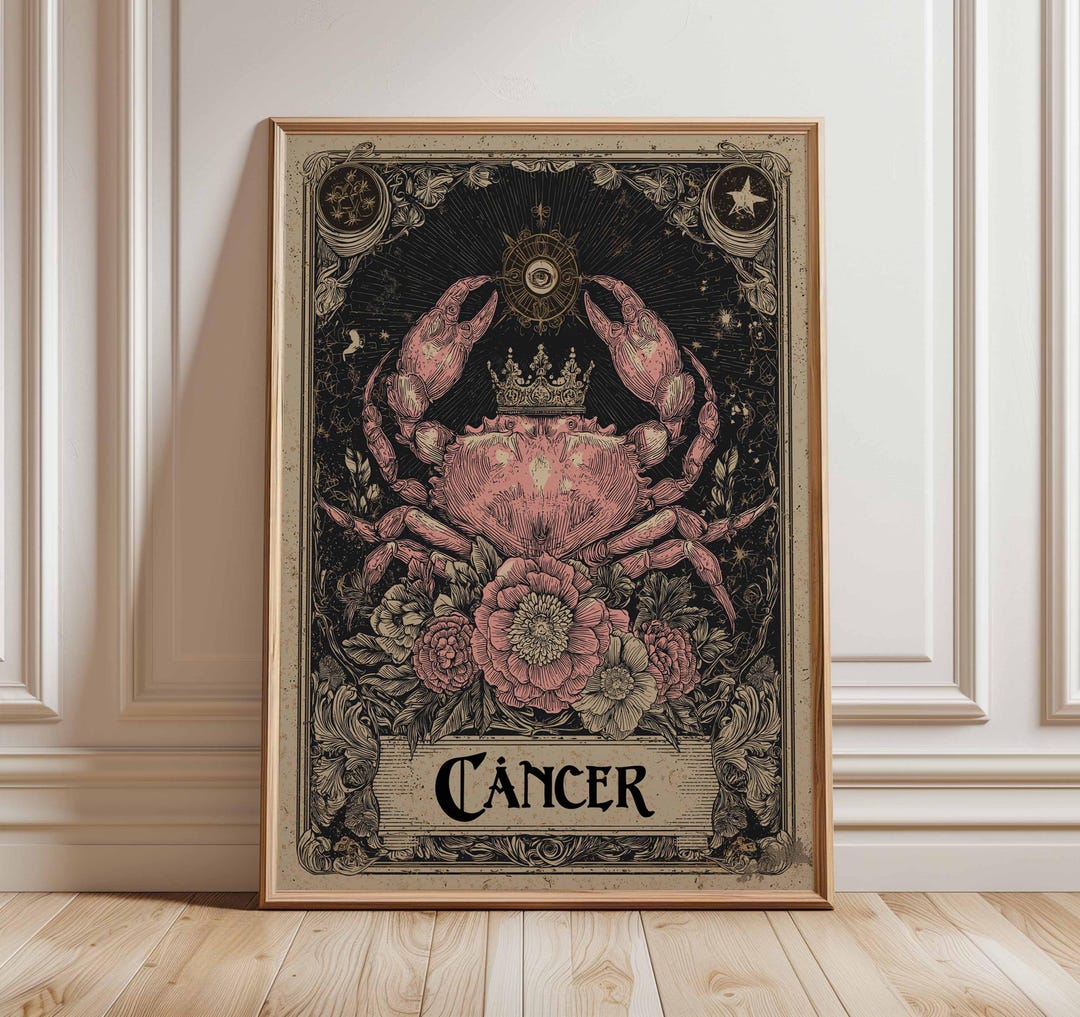 Cancer Zodiac Poster, Astrology Wall Art, Vintage Horoscope Print ...