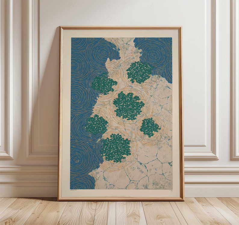 Abstract Nature Poster | Japanese Inspired Wall Art | Botanical Pattern ...