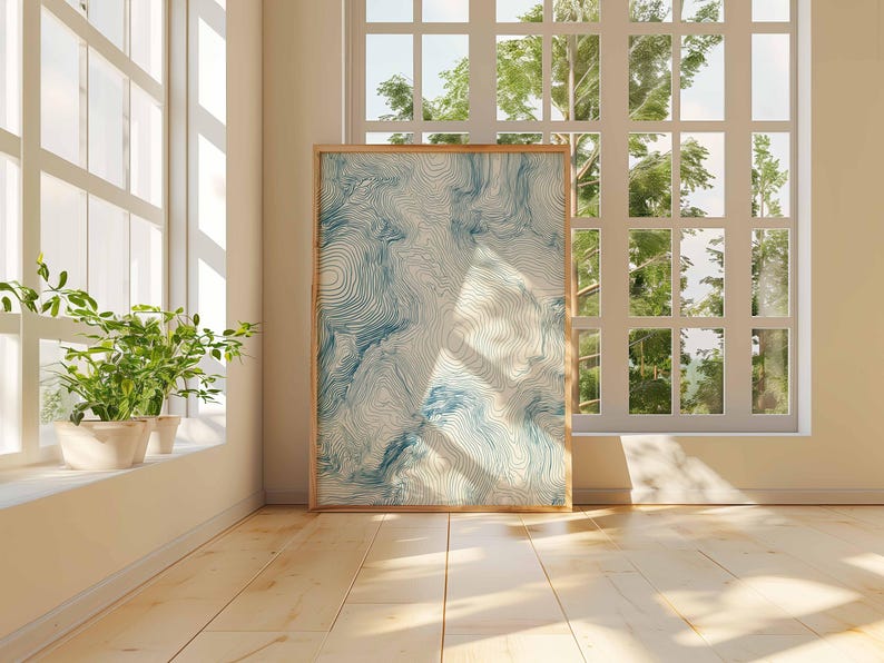 Topographic Map Wall Art Abstract Line Poster Minimalist Geography ...