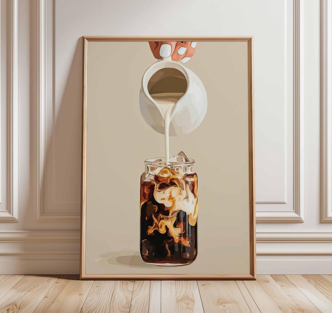 Iced Coffee Poster, Cold Brew Wall Art, Coffee With Cream Print ...