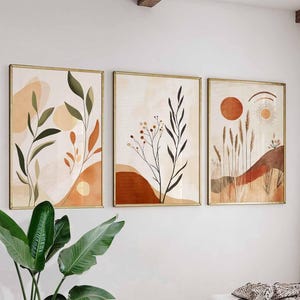 Floral Wall Art - Minimalist Plant Poster - Modern Mid Century Wall ...