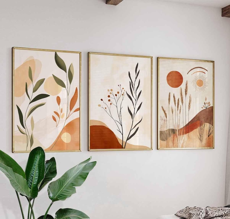 Floral Wall Art - Minimalist Plant Poster - Modern Mid Century Wall ...