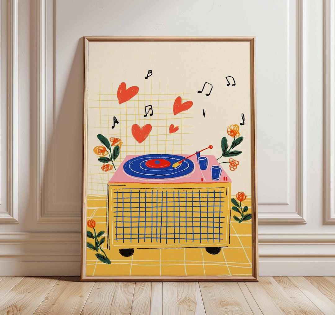 Record Player Poster, Retro Music Wall Art, Colorful Pop Art Print ...