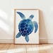 Blue Sea Turtle Wall Art Coastal Ocean Animal Print Nautical Beach ...